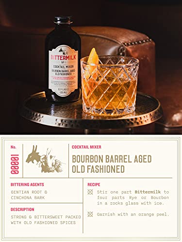 Bittermilk No.1 Bourbon Barrel Aged Old Fashioned Mix - All Natural Handcrafted Cocktail Mixer - Old Fashioned Syrup - More Complex than Bitters & Simple Syrup
