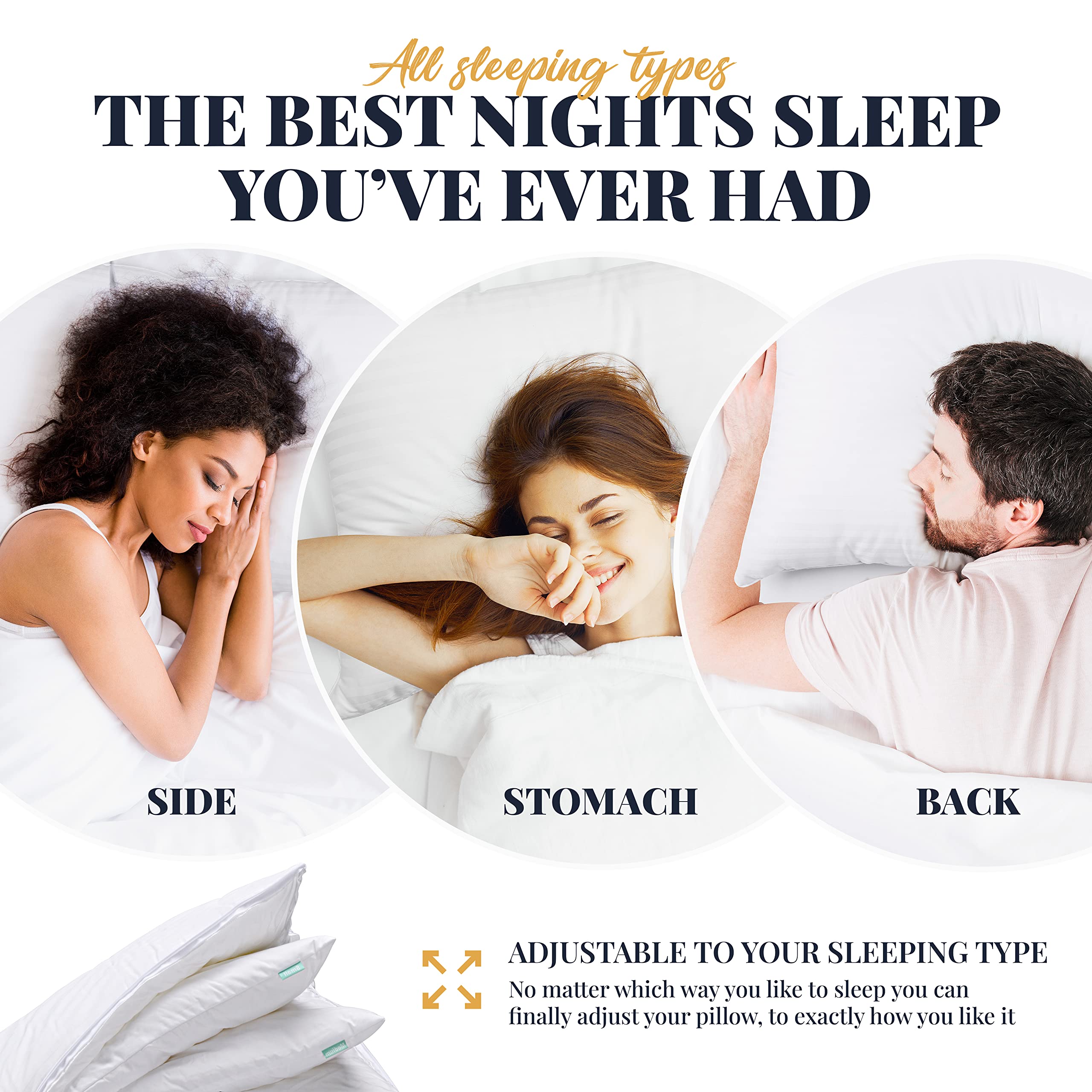 EverSnug Adjustable Layer Pillows for Sleeping - Set of 2, Cooling, Luxury Pillows for Back, Stomach or Side Sleepers (King (Pack of 2))