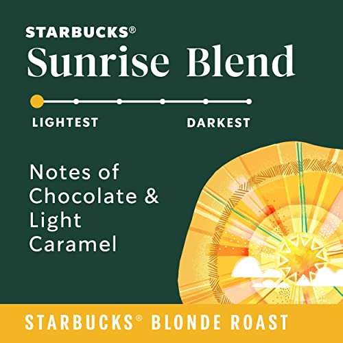 Starbucks Blonde Roast K-Cup Coffee Pods — Sunrise Blend for Keurig Brewers — 6 boxes (60 pods total)