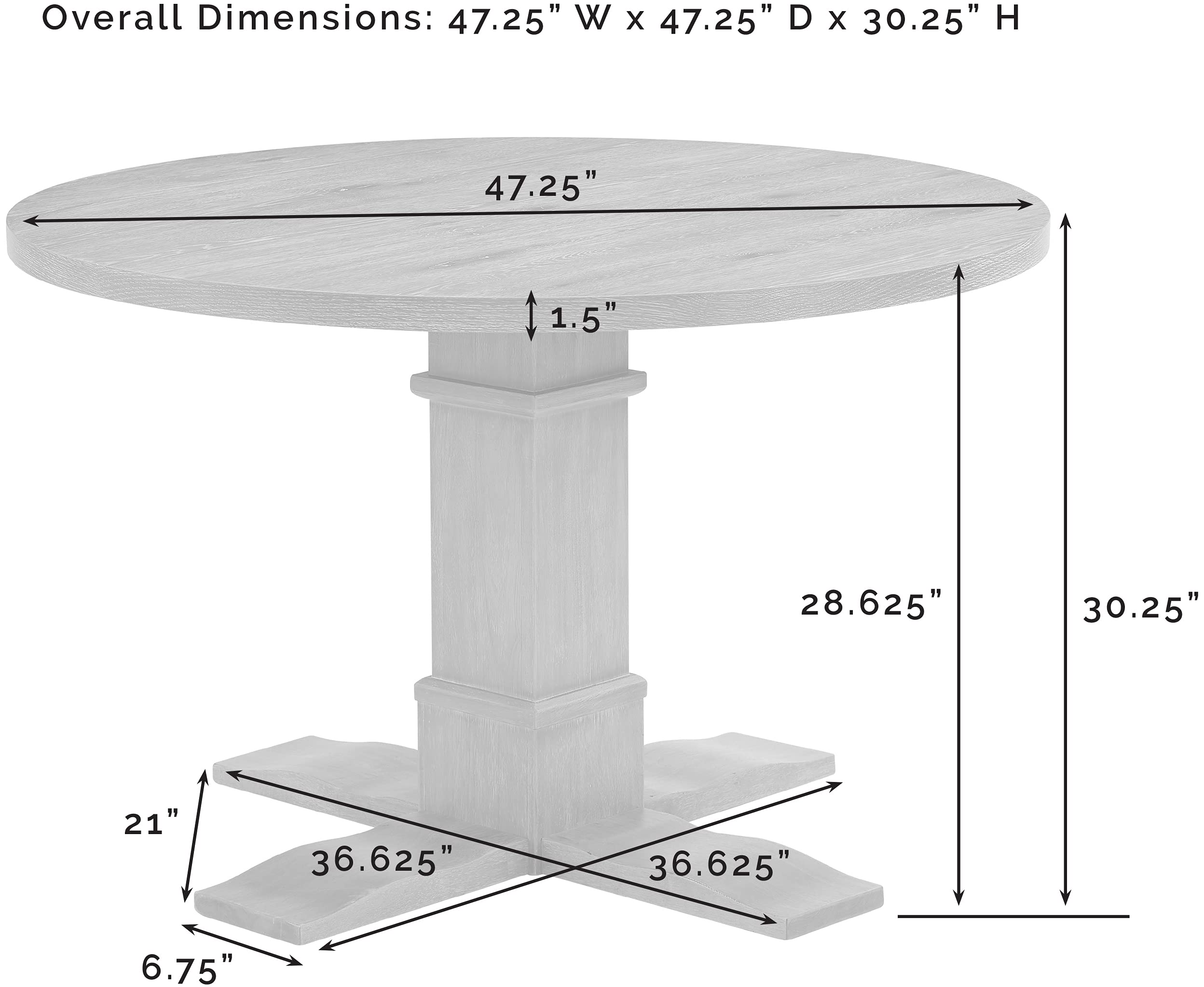 Crosley Furniture Joanna Modern Farmhouse Round Wood Dining Table, Rustic Brown