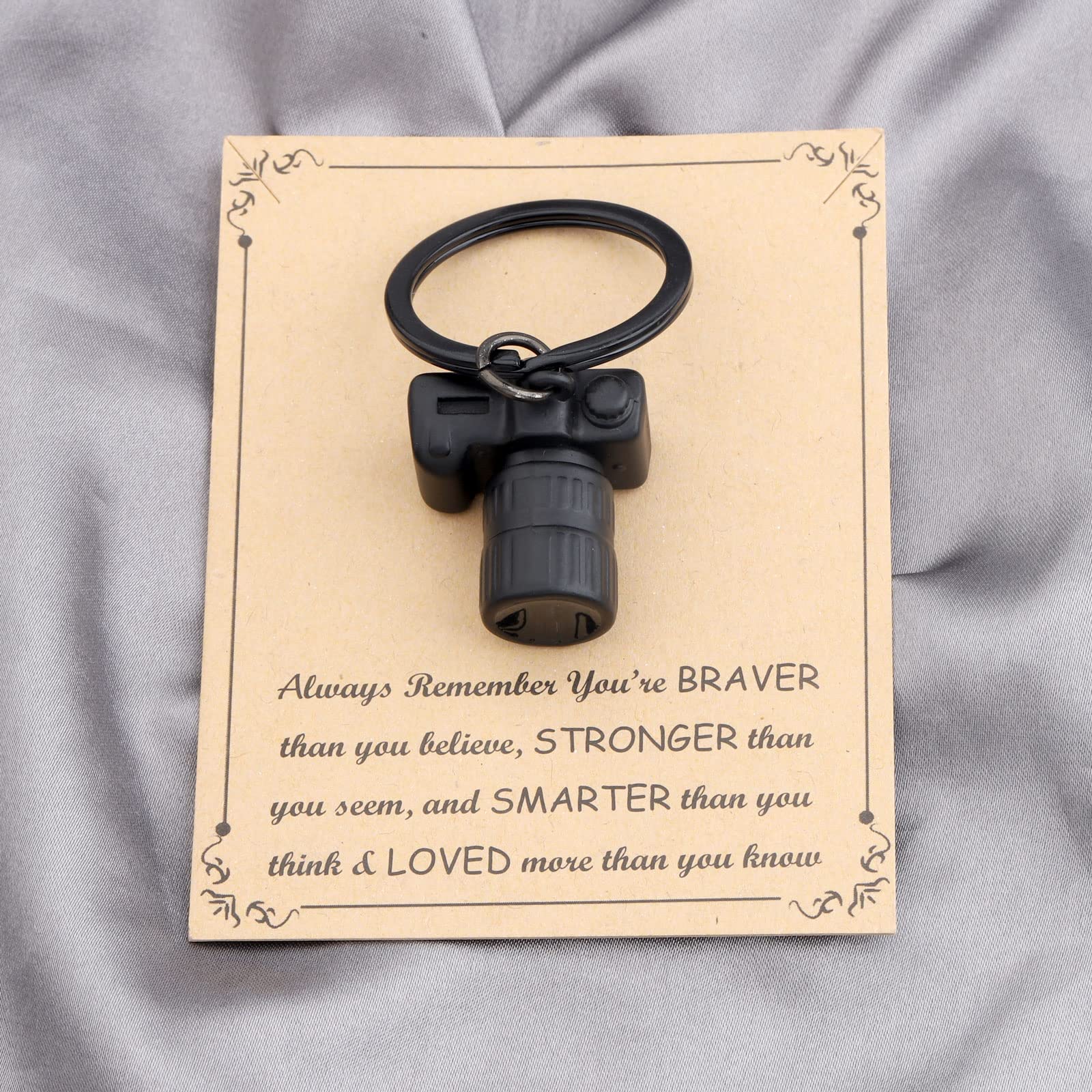 FUSTMW Photographer Gift Camera Keychain Photography Gift Black Camera Charm Jewelry Gifts For Photographer Lovers (camera message crad)