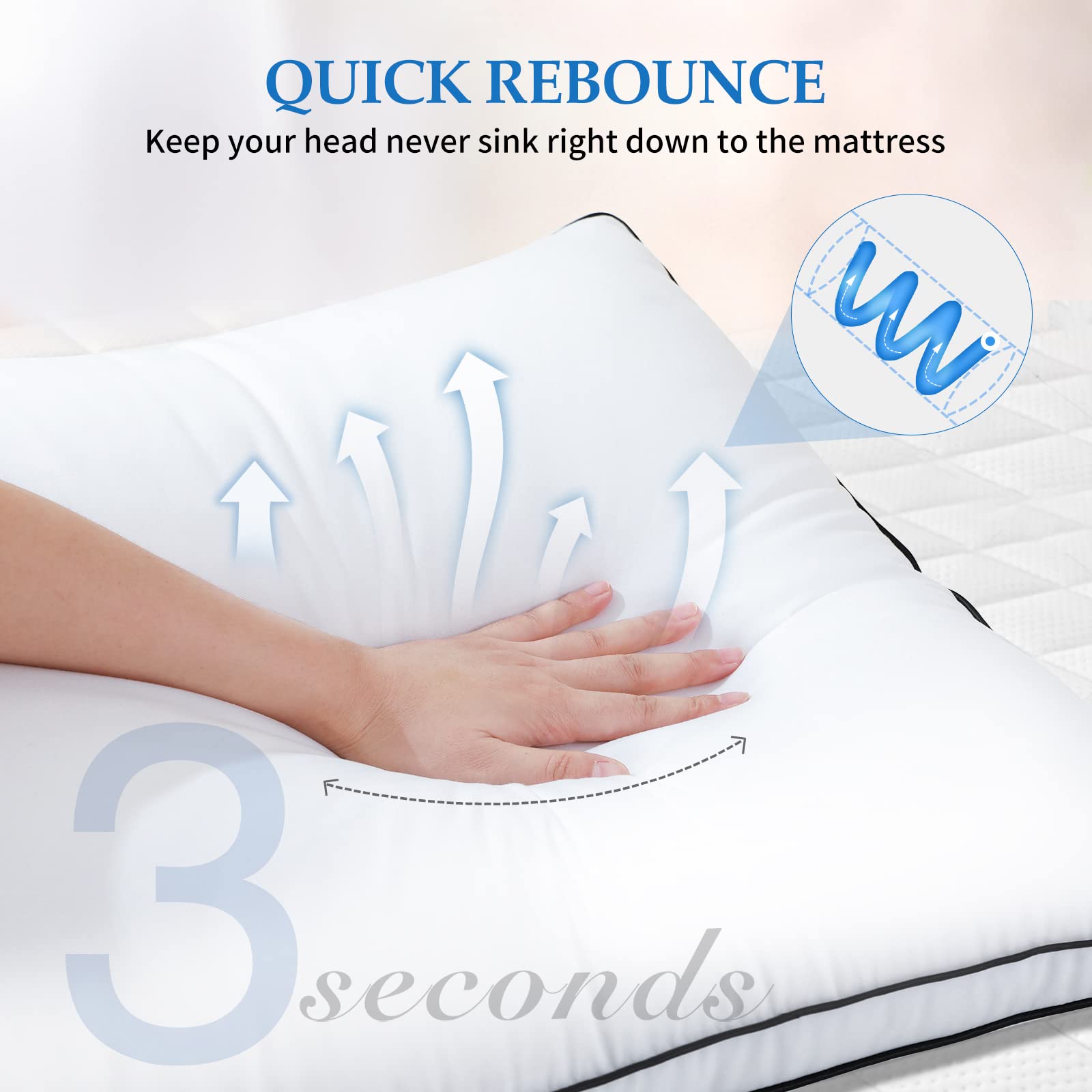 DolceLuna Pillows King Size Set of 2, Bed Pillows for Sleeping 2 Pack, King Sized Down Alternative Hotel Pillow for Side & Back Sleepers, Soft & Comfortable