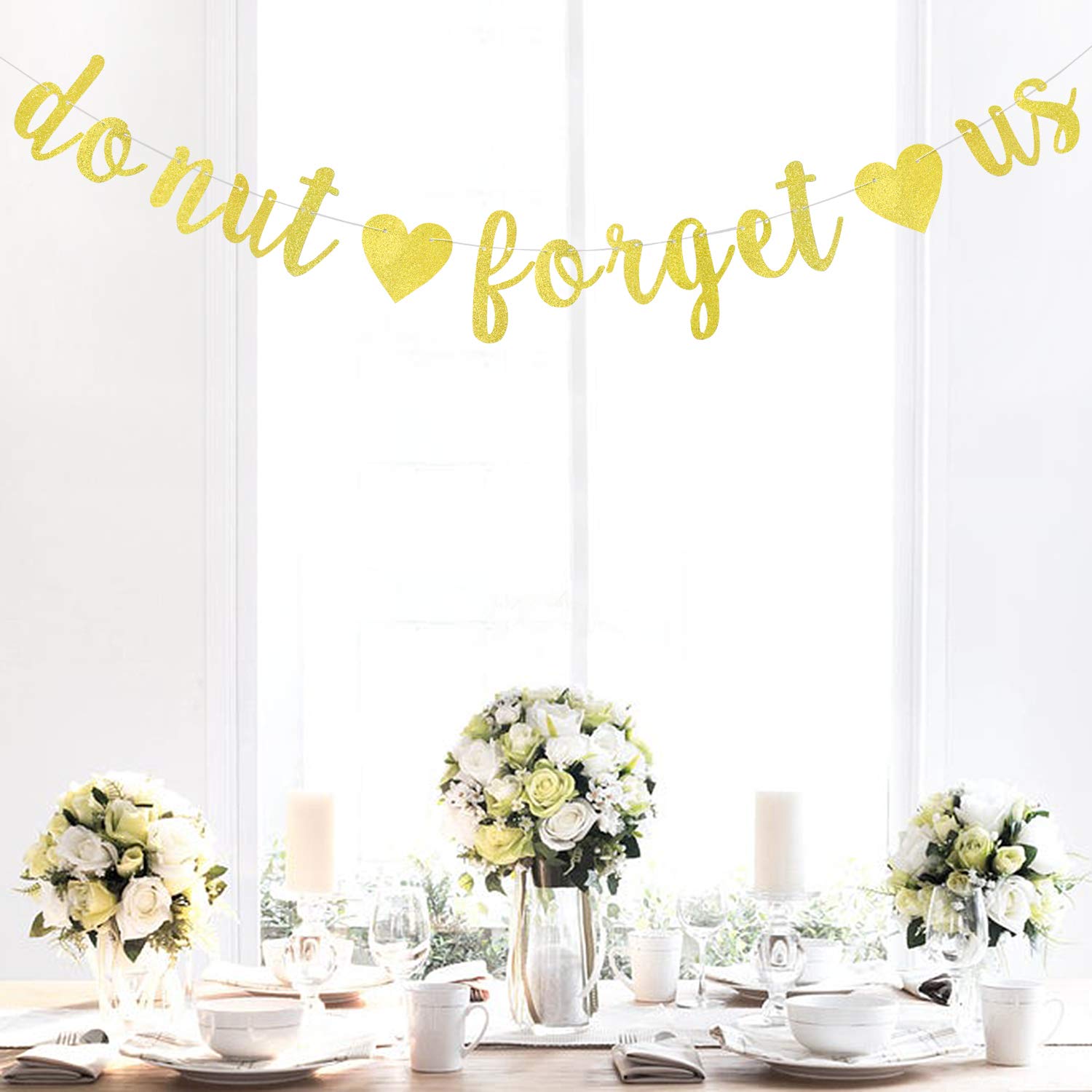 Gold Glitter Donut Forget Us Banner - We Will Miss You - 2023 Graduation/Going Away/Farewell/Relocation/Retirement Party Decorations Supplies
