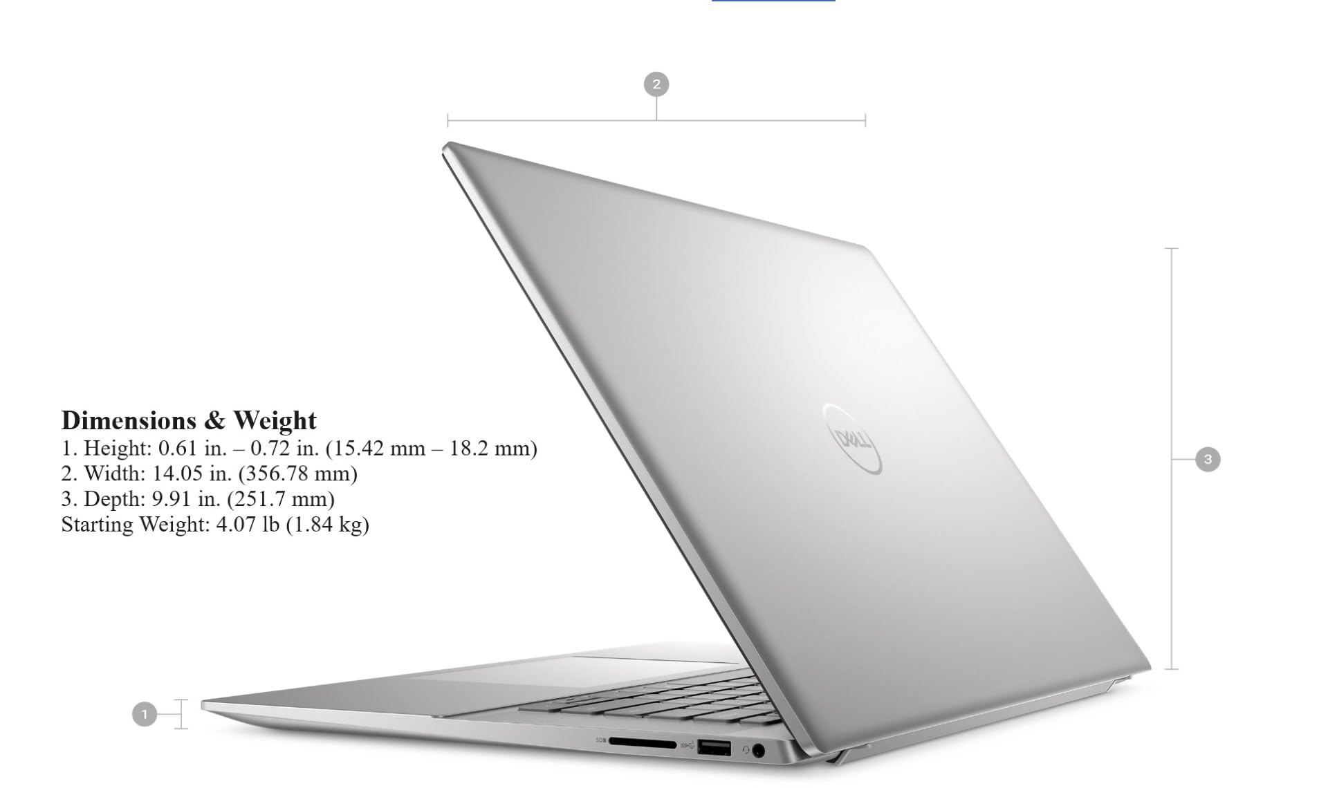 Dell Inspiron 16 5635 Business Laptop FHD+ 16" Display, AMD Ryzen 7 7730U Processor, 16GB LPDDR4x RAM, 2TB SSD,AMD Radeon Graphics, Type C, Windows 11 Pro, Platinum Silver
