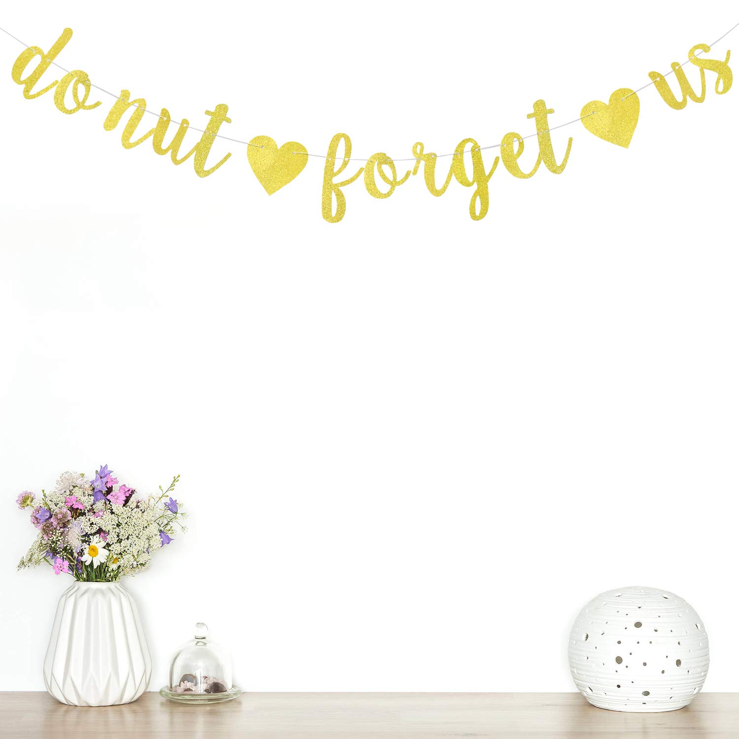 Gold Glitter Donut Forget Us Banner - We Will Miss You - 2023 Graduation/Going Away/Farewell/Relocation/Retirement Party Decorations Supplies