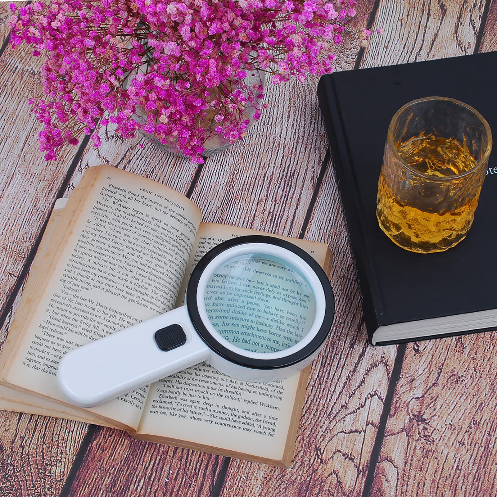 AIXPI Magnifying Glass with Light, 30X Handheld Large Magnifying Glass 12 LED Illuminated Lighted Magnifier for Macular Degeneration Seniors Reading Inspection Coins Jewelry