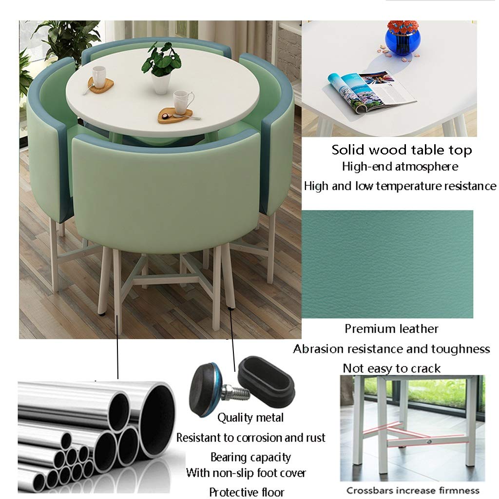 5-Piece Round Dining Table Set for 4, Round Kitchen Dining Table 80cm 1 Table 4 Chairs Table and Chair Set,Office Reception Table and Chair Set,Coffee Table and Chair Set,for Family Apartment