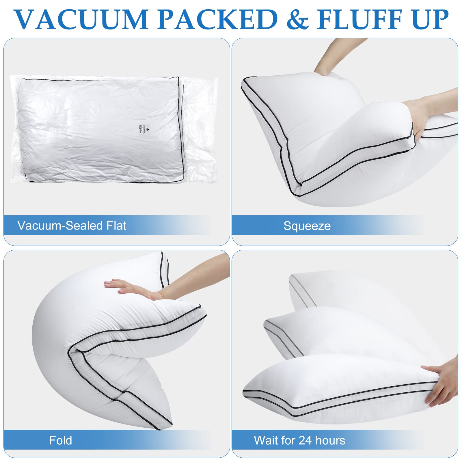 DolceLuna Pillows King Size Set of 2, Bed Pillows for Sleeping 2 Pack, King Sized Down Alternative Hotel Pillow for Side & Back Sleepers, Soft & Comfortable