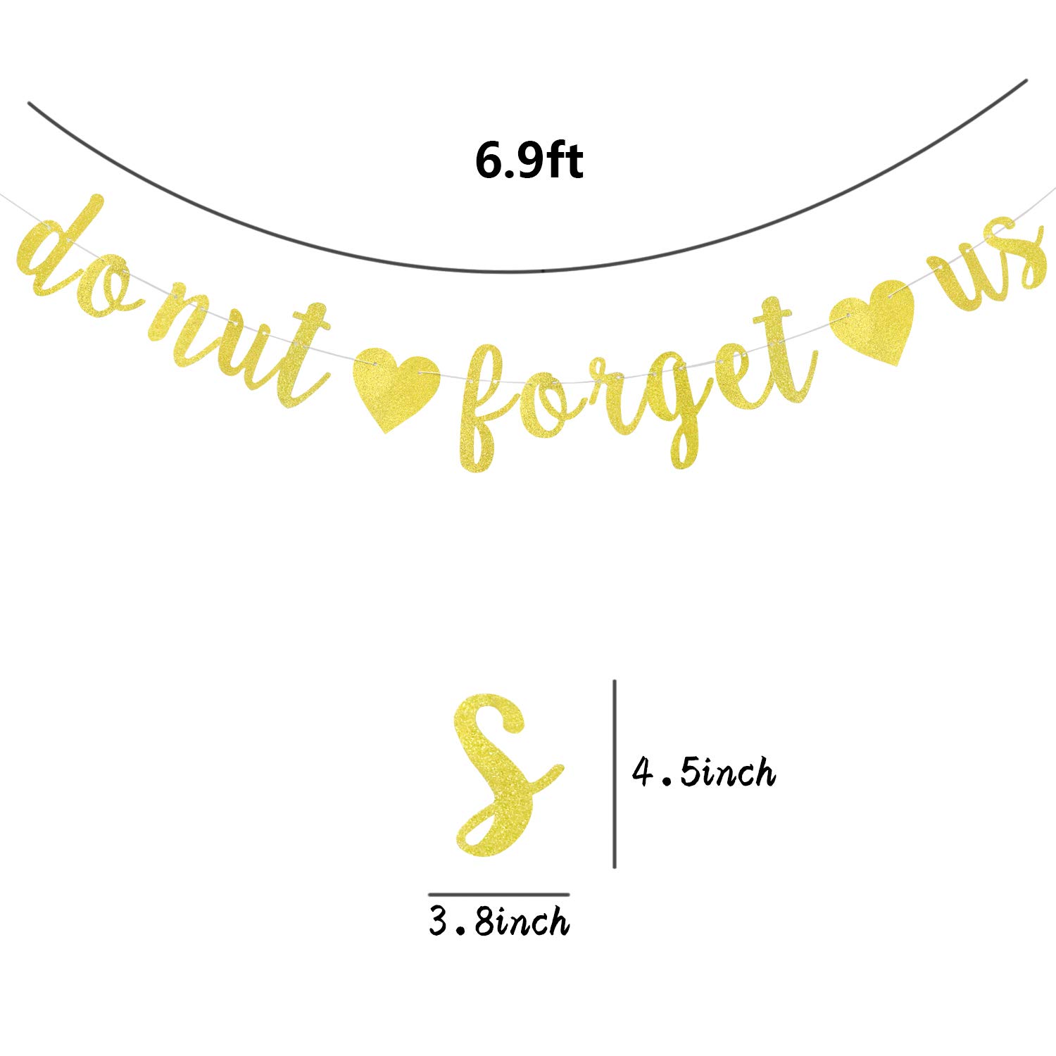 Gold Glitter Donut Forget Us Banner - We Will Miss You - 2023 Graduation/Going Away/Farewell/Relocation/Retirement Party Decorations Supplies