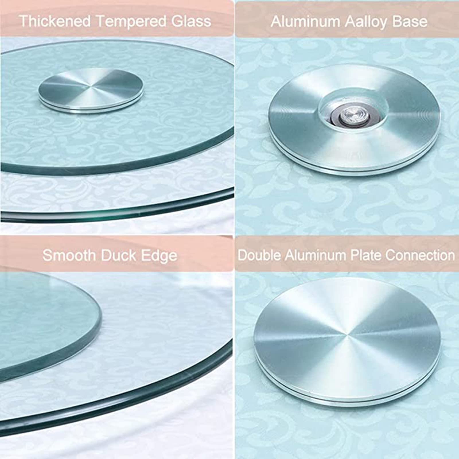WYFFF Glass Lazy Susan Turntable 36 Inches, Aluminum Alloy Bearing, Silent/Smooth/not Easy to Dump, Round Decorative Rotating Tray, for Dining Table