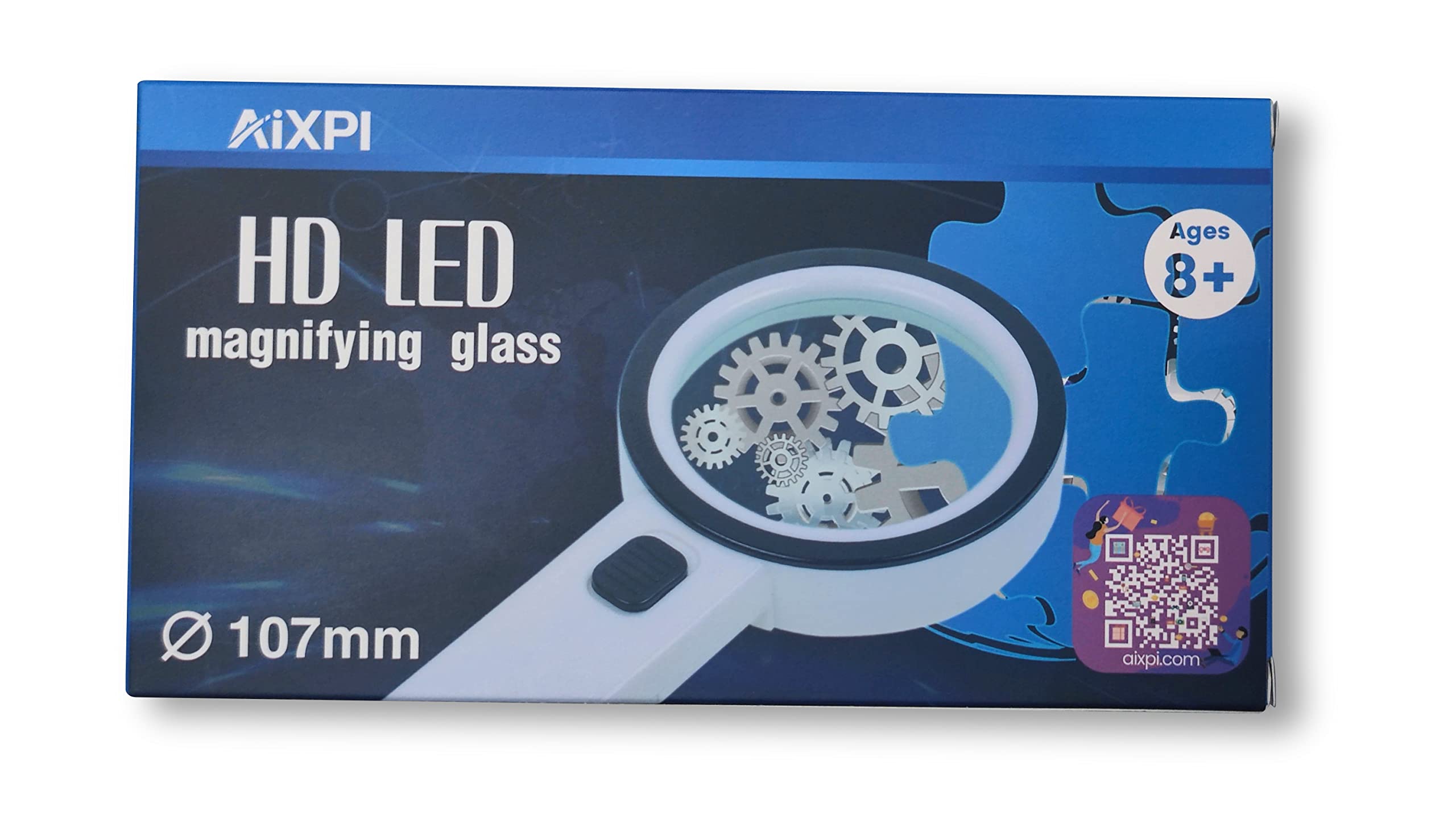 AIXPI Magnifying Glass with Light, 30X Handheld Large Magnifying Glass 12 LED Illuminated Lighted Magnifier for Macular Degeneration Seniors Reading Inspection Coins Jewelry