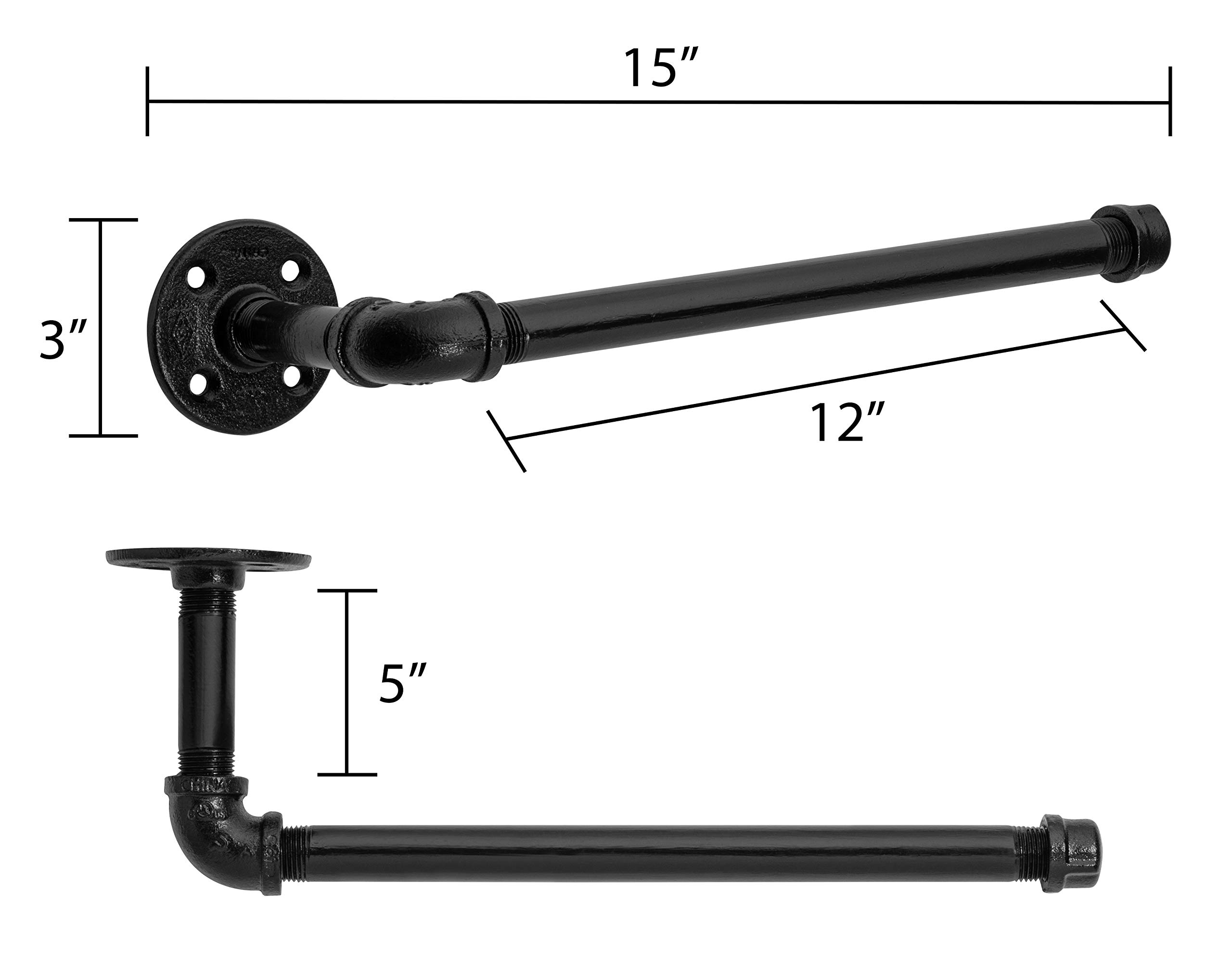 Industrial Black Paper Towel Holder | Wall Mount or Under Cabinet Mounted Design | Perfect Way to Add Rustic Appeal to Kitchen Decor by Piping Hot