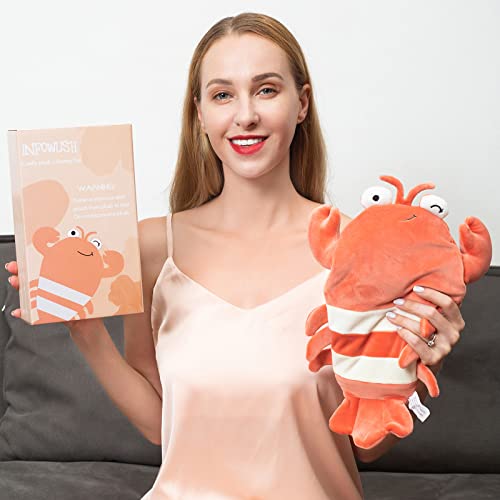 Infowush Microwave Wireless Heating Pad for Pain Relief,Lobster Plush Heating Pad with Removable Lavender Scented, Heatable Stuffed Animal,Hot Therapy for Cramps,Back,and Neck Red