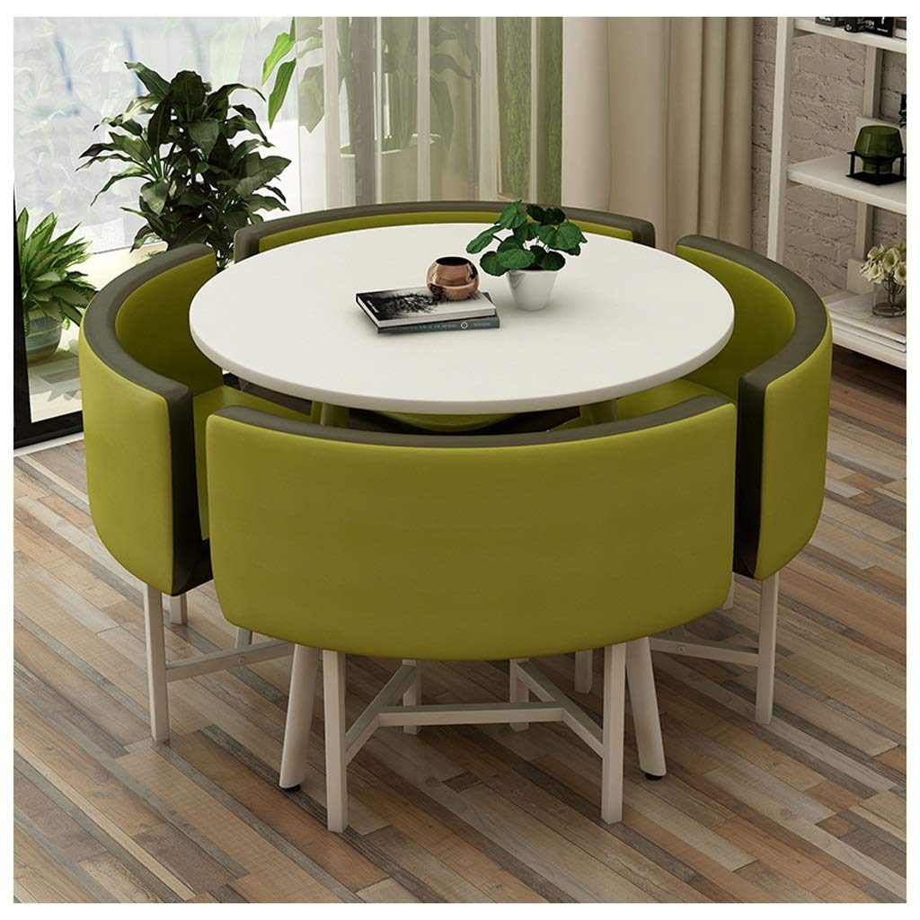 5-Piece Round Dining Table Set for 4, Round Kitchen Dining Table 80cm 1 Table 4 Chairs Table and Chair Set,Office Reception Table and Chair Set,Coffee Table and Chair Set,for Family Apartment