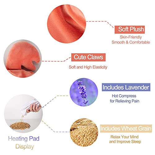 Infowush Microwave Wireless Heating Pad for Pain Relief,Lobster Plush Heating Pad with Removable Lavender Scented, Heatable Stuffed Animal,Hot Therapy for Cramps,Back,and Neck Red
