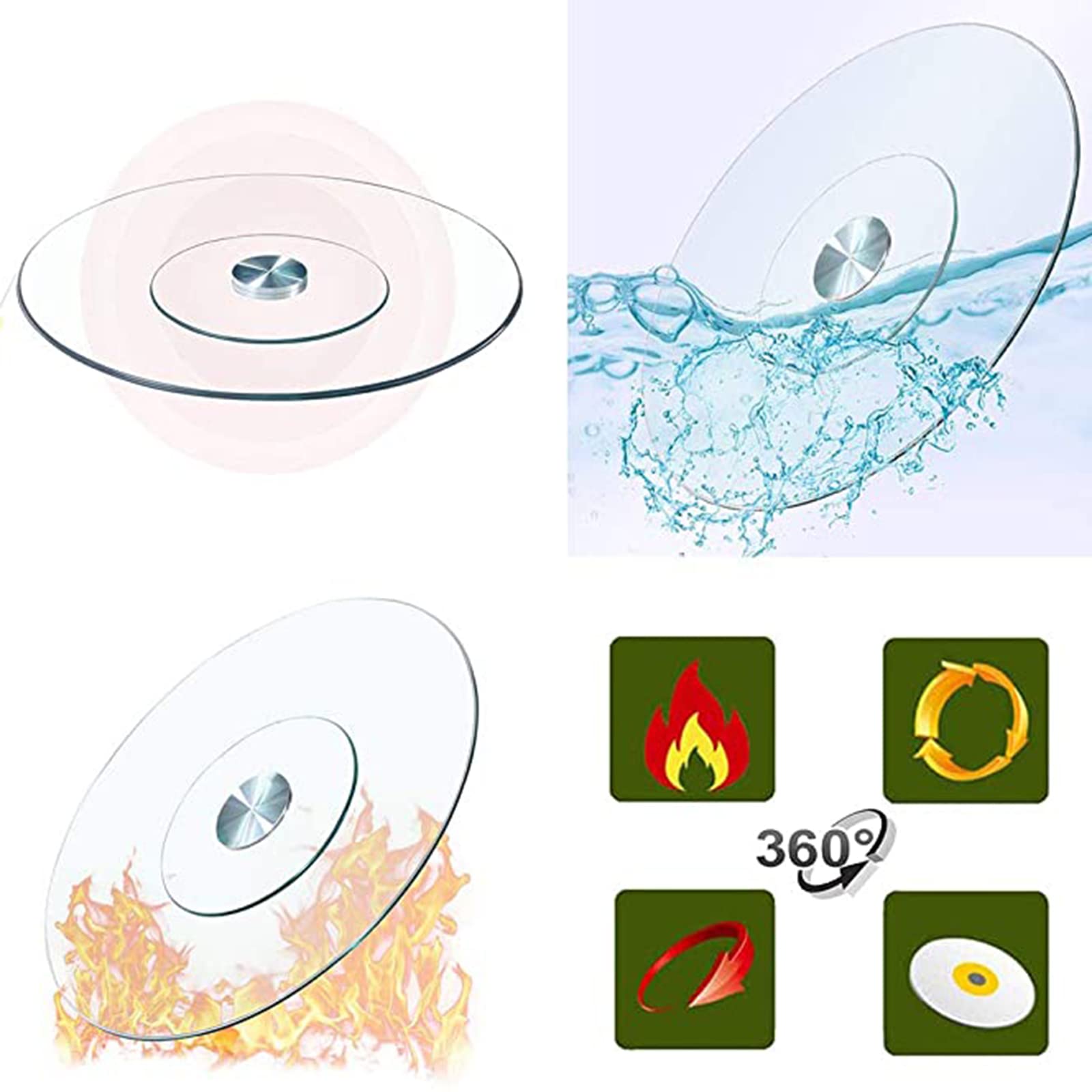 WYFFF Glass Lazy Susan Turntable 36 Inches, Aluminum Alloy Bearing, Silent/Smooth/not Easy to Dump, Round Decorative Rotating Tray, for Dining Table