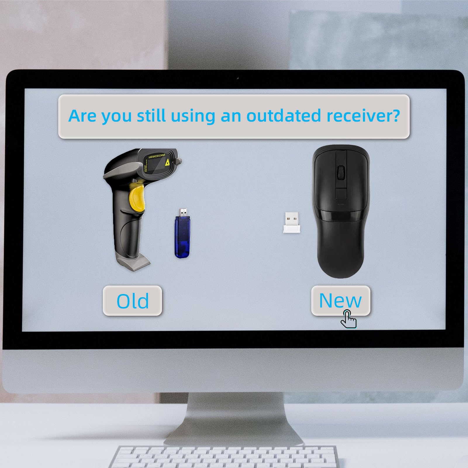 THARO New Wireless Mouse Barcode Scanner, 2-in-1 Design 2D Handheld Barcode Scanner with Wireless Mouse Functions for POS System,Store,Supermarket, Warehouse.(Black)