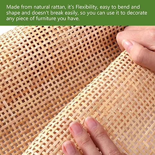 16" Square Shape Width Natural Cane Webbing, Rattan Webbing for Caning Projects, Woven Cane Roll for Furniture, Chair, Cabinet, Ceiling, Basket
