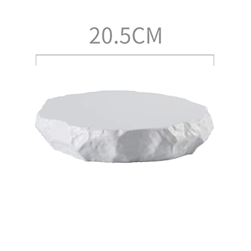 KOWMcp Dinner Plates Creative Stone Ceramic Plate Row Plate Dessert Plate Black and White Gold Special Shape Tableware Dinner Plate