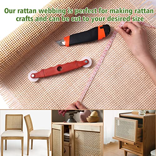 16" Square Shape Width Natural Cane Webbing, Rattan Webbing for Caning Projects, Woven Cane Roll for Furniture, Chair, Cabinet, Ceiling, Basket