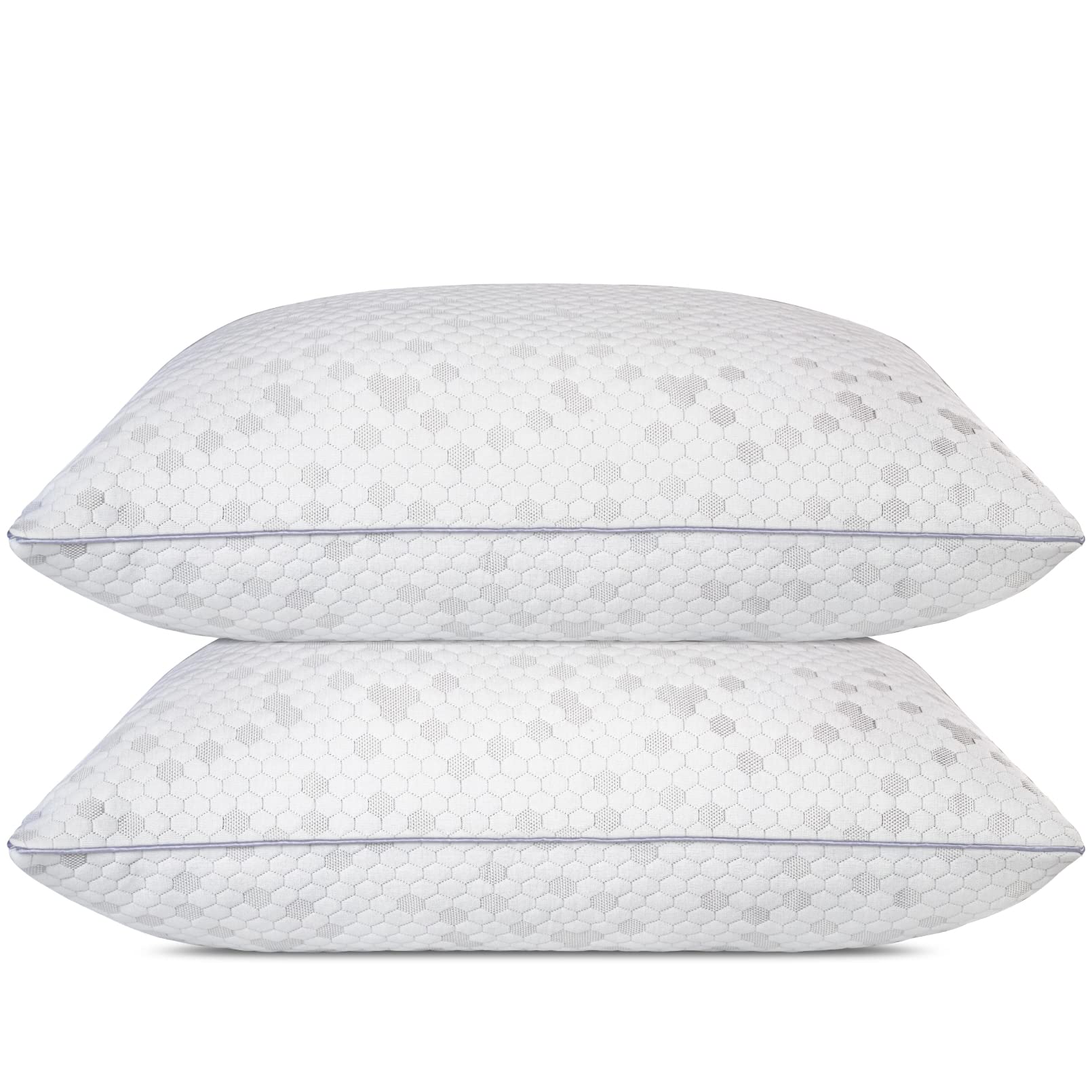 HIMOON Shredded Memory Foam Pillows, Medium Firm King Size Pillows 2 Pack,Couples Bed Pillows for Side Back Stomach Sleepers Set of 2