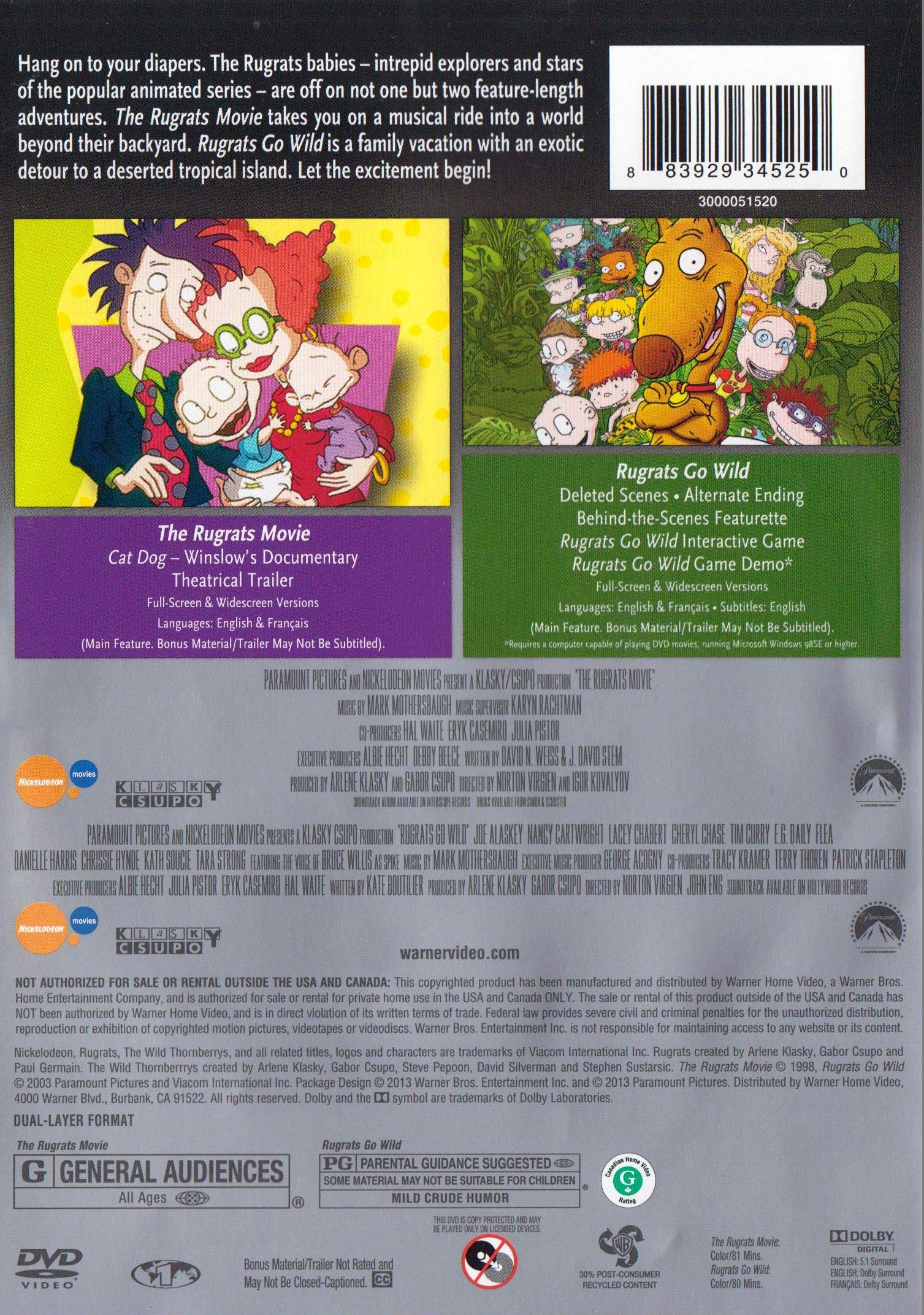Rugrats The Movie / Rugrats Go Wild (Double Feature)
