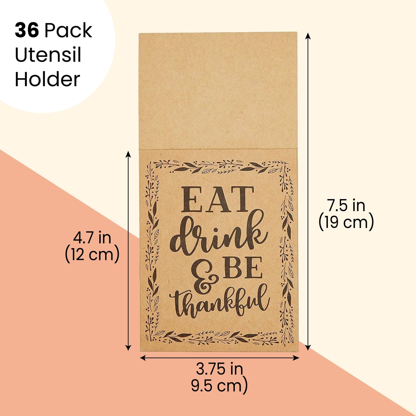 Thanksgiving Dinner Party Utensil Holder Pockets, Eat Drink & Be Thankful (36 Pack)