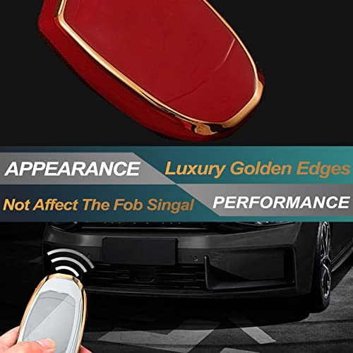 FEYOUN Key Fob Cover Compatible with Toyota Avalon Camry Corolla RAV4 Sequoia Highlander Smart 4 Buttons TPU Remote Keyless Key Fob Case Protection Shell Accessories, Black