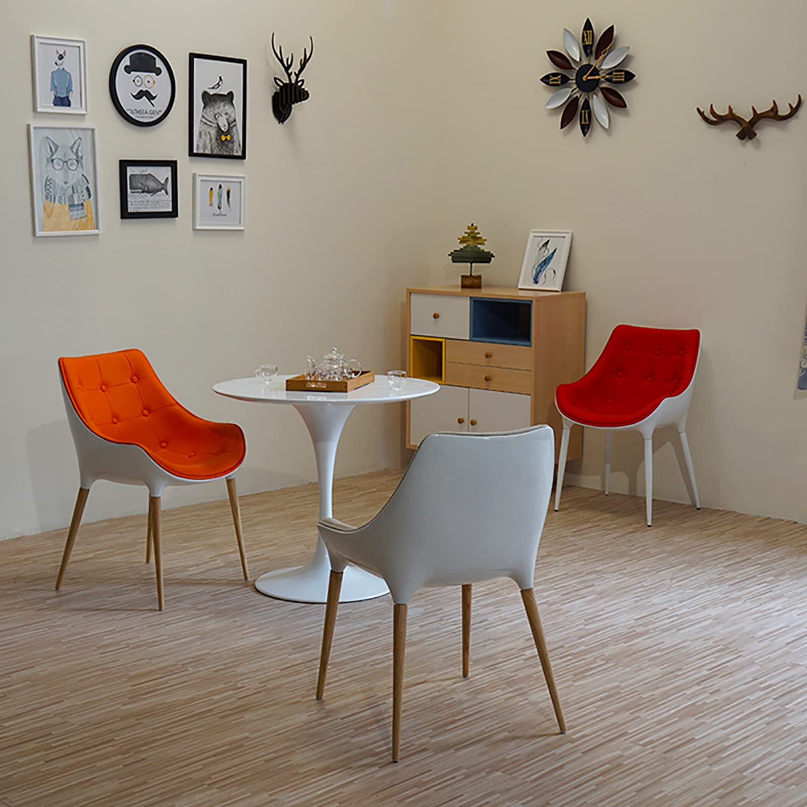 Forsho Tulip Table 32" Round Dining Table Set for 4, Mid Century Modern Circle Dining Table with Pedestal Base (White)