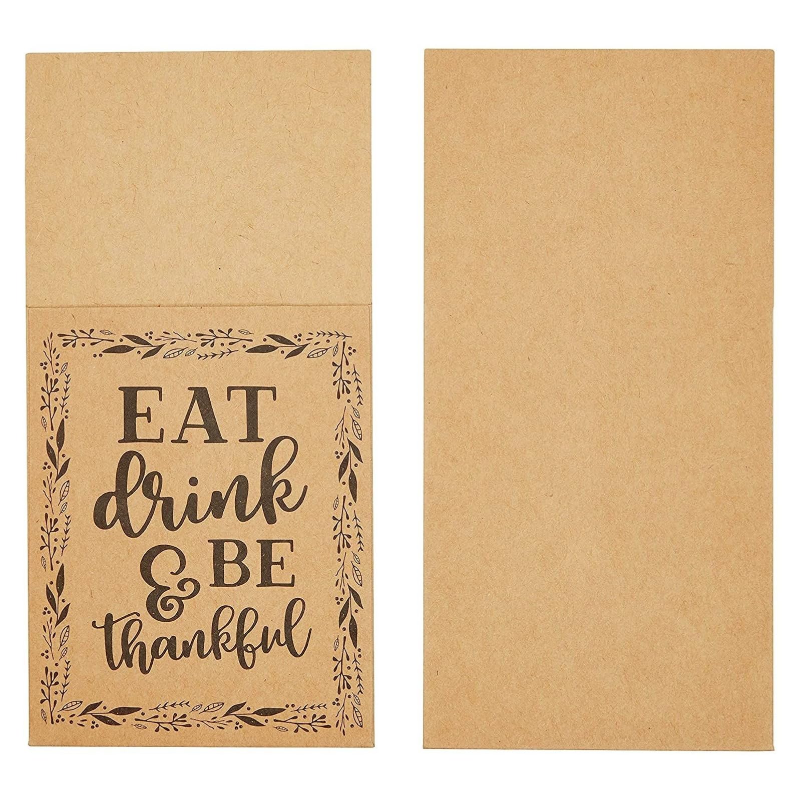 Thanksgiving Dinner Party Utensil Holder Pockets, Eat Drink & Be Thankful (36 Pack)