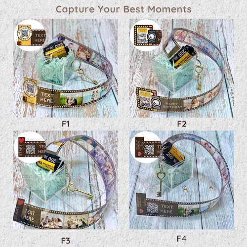 uniqicon Personalized Film Roll Photo Keychain,Unique Memory Camera Picture, Customized Gifts For Dad Mom Men Lover Day Gift