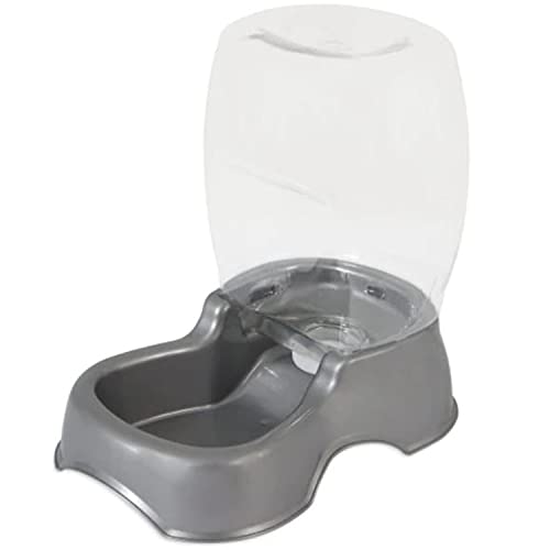 Petmate Pet Café Indoor & Outdoor Automatic Water Station Dispenser Bowl for Dogs, Cats, Rabbits, & Small Animals, Pearl Silver, 0.75 Gallon (Small)