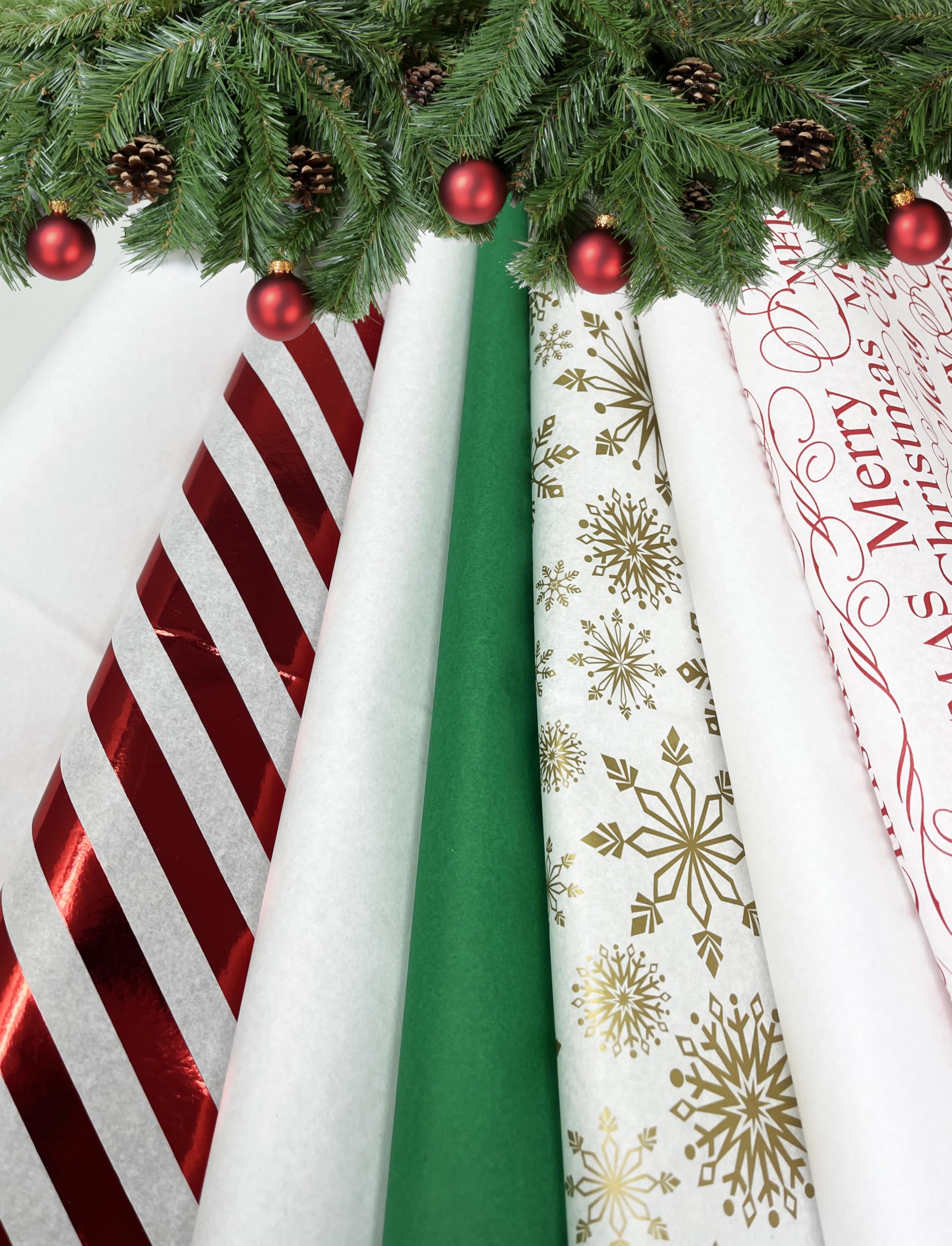 K-Kraft 20 x 20" Tissue Paper with Foil, 102 Sheet Christmas Pack
