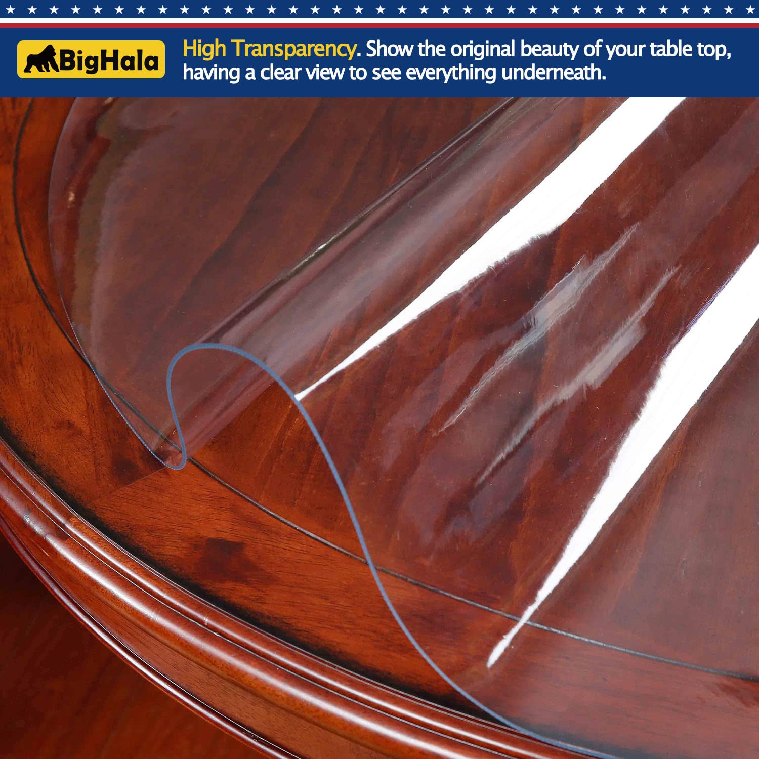 Clear Plastic Round Table Protector - 60" Wipeable PVC Tablecloth for Dining Table Top Cover