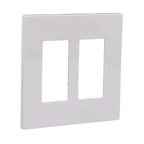 EATON PJS262W Arrow Hart Pjs262 Decorative Screw Less Wall Plate, 2 Gang, 4-1/2 in L X 4.56 in W X 0.08 in T, White (Pack of 5)