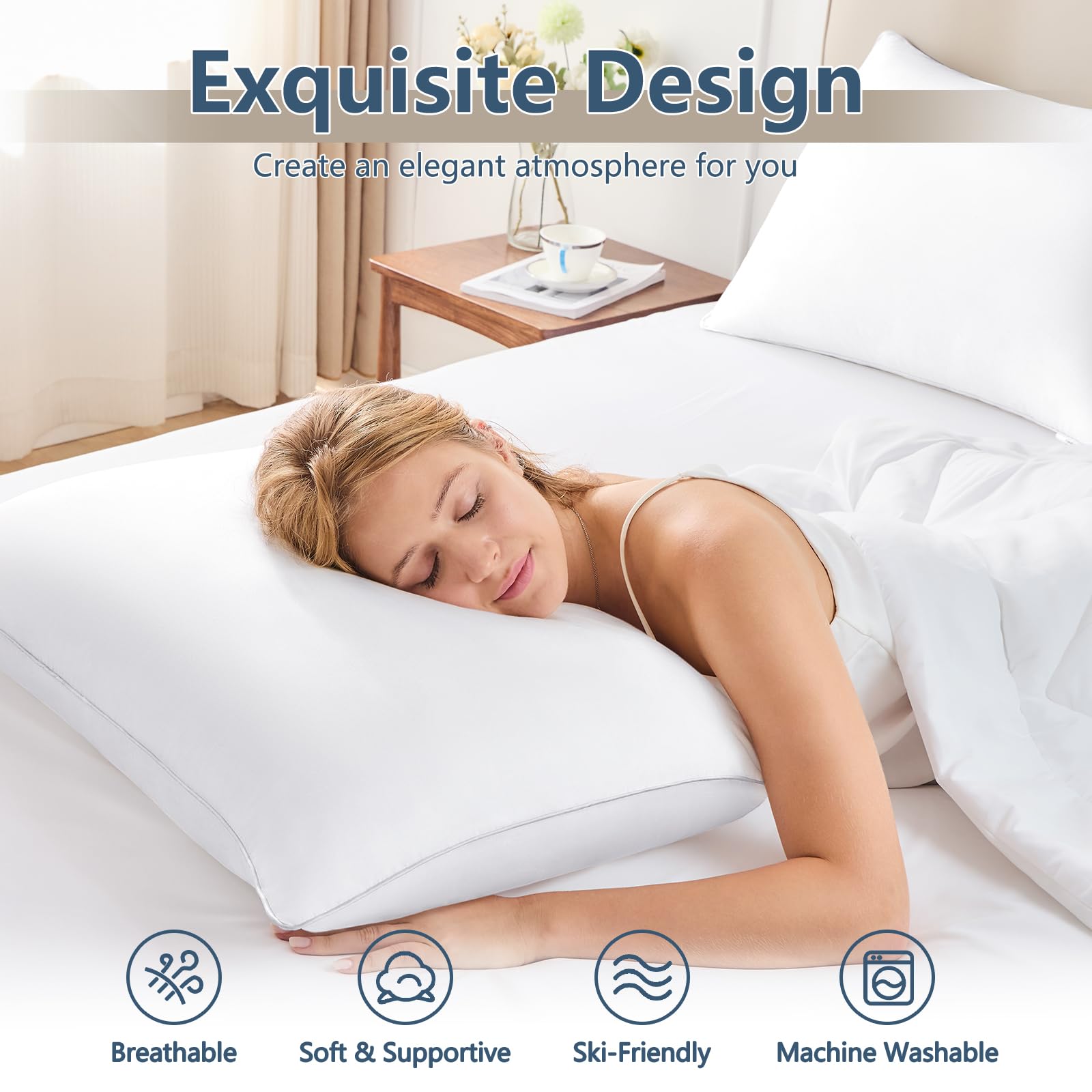 CozyLux Pillows King Size Set of 2, Hotel Quality Bed Pillows for Sleeping 2 Pack, Cooling Pillows for Side Back and Stomach Sleepers, Down Alternative Luxury Soft Supportive Fluffy Pillows (19x34)