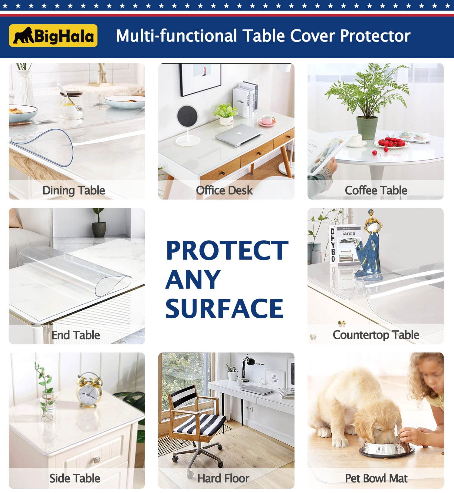 Clear Plastic Round Table Protector - 60" Wipeable PVC Tablecloth for Dining Table Top Cover