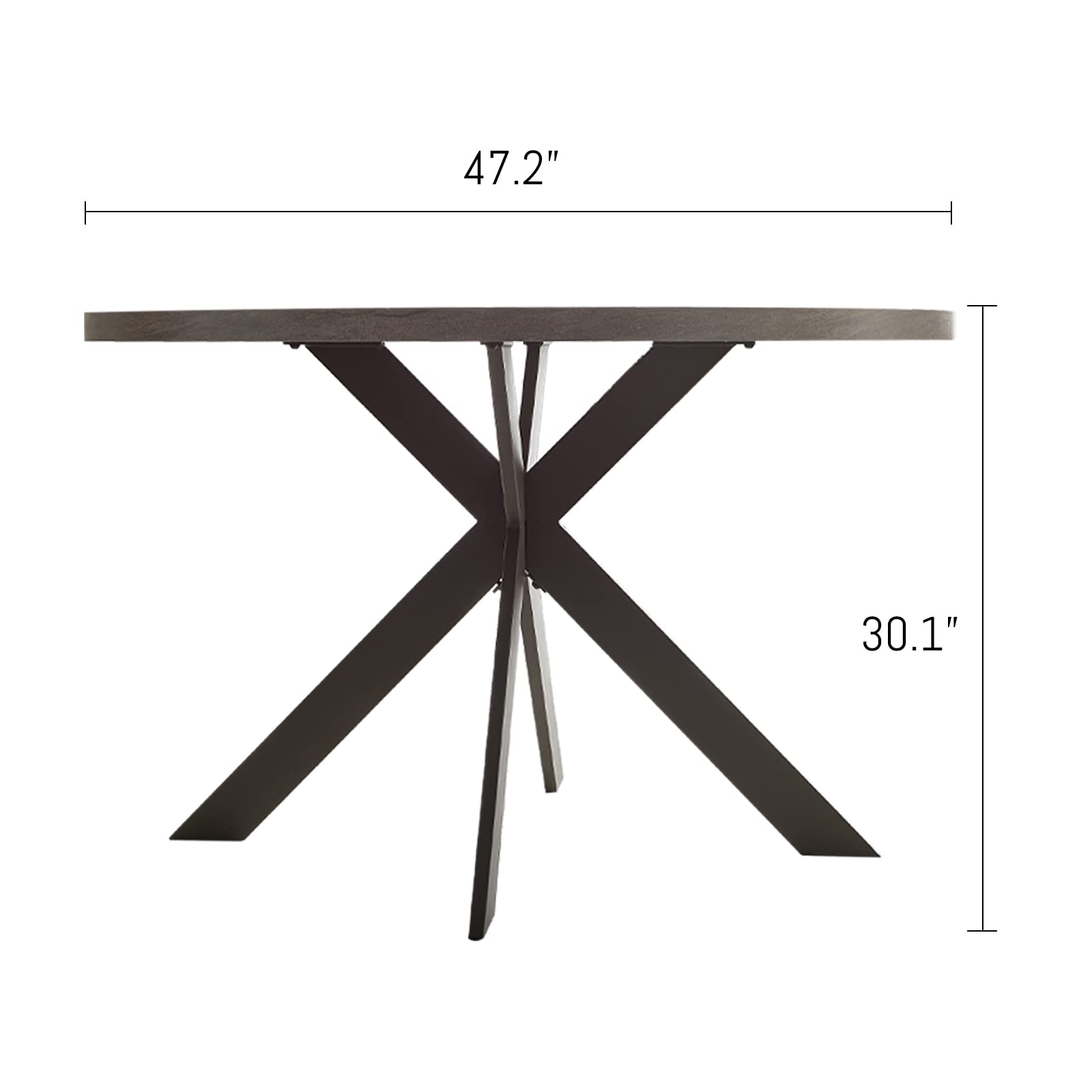 Zerifevni 47" Round Dining Table Set, Mid Century Modern Round Dining Table for 4-6 Person, Steel Legs, Leisure Coffee Table for Kitchen Dining Room, Save Space