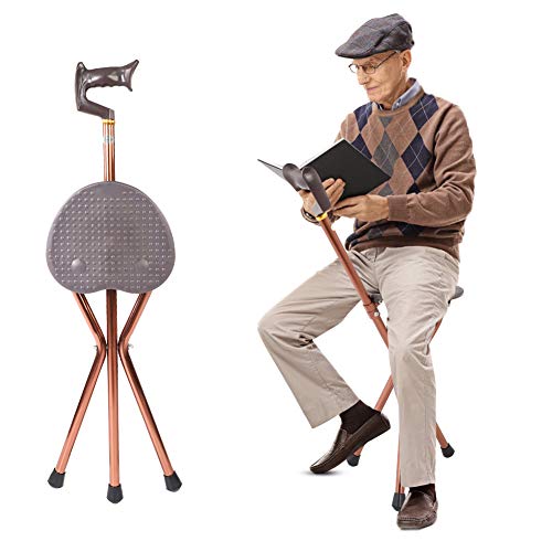 Asixxsix Walking Cane, Widened Folding Aluminum Alloy Durable Walking Chair for Outside