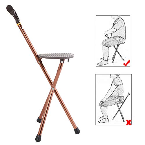 Asixxsix Walking Cane, Widened Folding Aluminum Alloy Durable Walking Chair for Outside