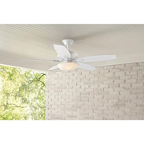 North Pond 52 in. LED Outdoor Matte White Ceiling Fan with Light