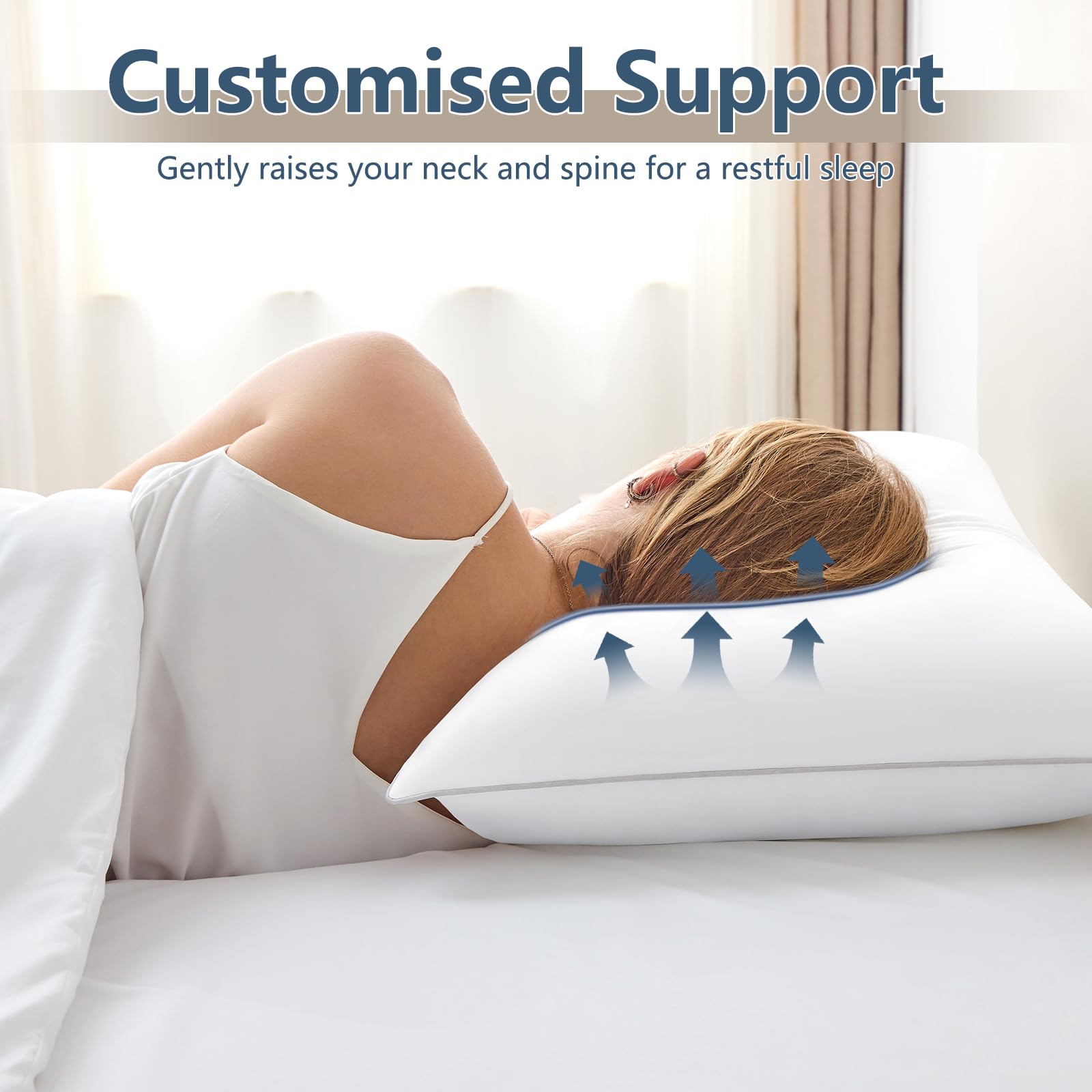 CozyLux Pillows King Size Set of 2, Hotel Quality Bed Pillows for Sleeping 2 Pack, Cooling Pillows for Side Back and Stomach Sleepers, Down Alternative Luxury Soft Supportive Fluffy Pillows (19x34)