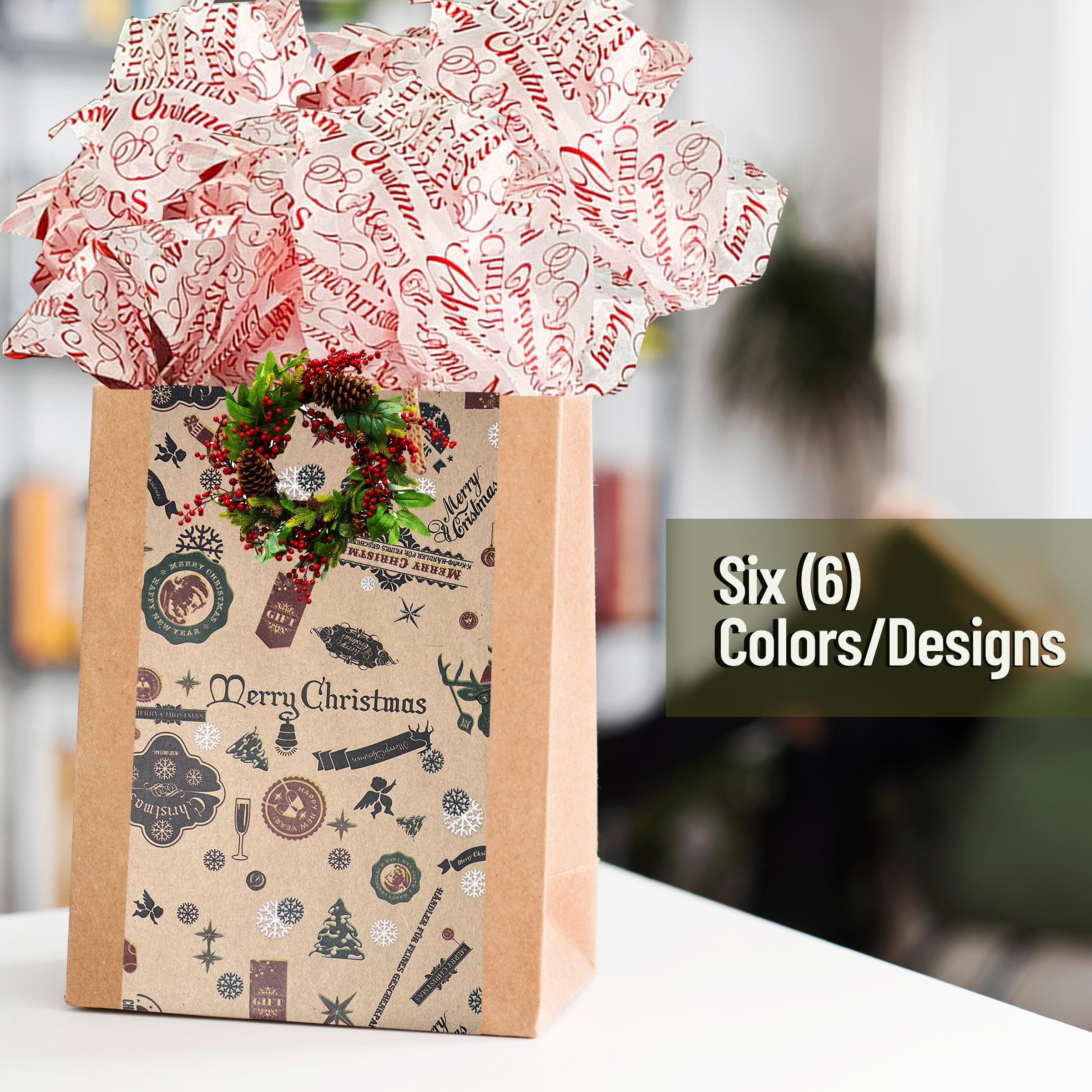 K-Kraft 20 x 20" Tissue Paper with Foil, 102 Sheet Christmas Pack