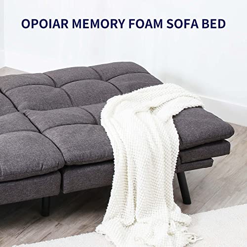 Opoiar Futon Sofa Bed,Small Splitback Linen Fabric Memory Foam Couch,Modern Convertible Love seat for Compact Living Spaces,Studio,Apartment,Dorm,Guest Room,Home Office 71β/Grey Sofa