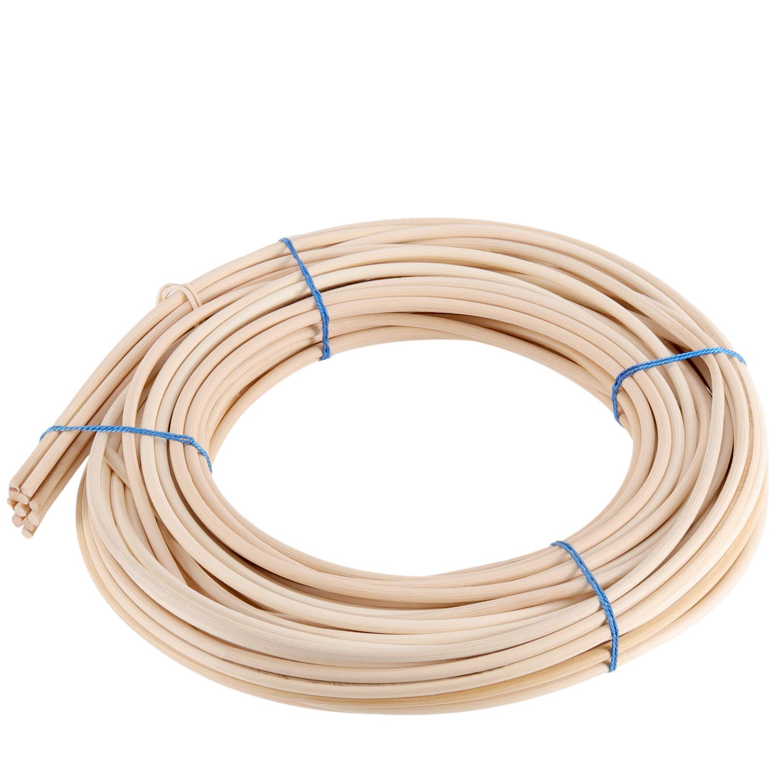 KOHAND 2 Pack 0.2 Inch 65 Feet Round Reed Spline,Chair Cane for DIY Craft Rattan Cane Webbing Basket Wicker Weaving