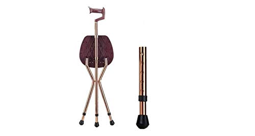 Walking Cane Chair, Three Legged Seat Folding Walking Stick Portable Height Adjustable Walking Cudgel Stick Stool Unisex for Elderly,Crutches
