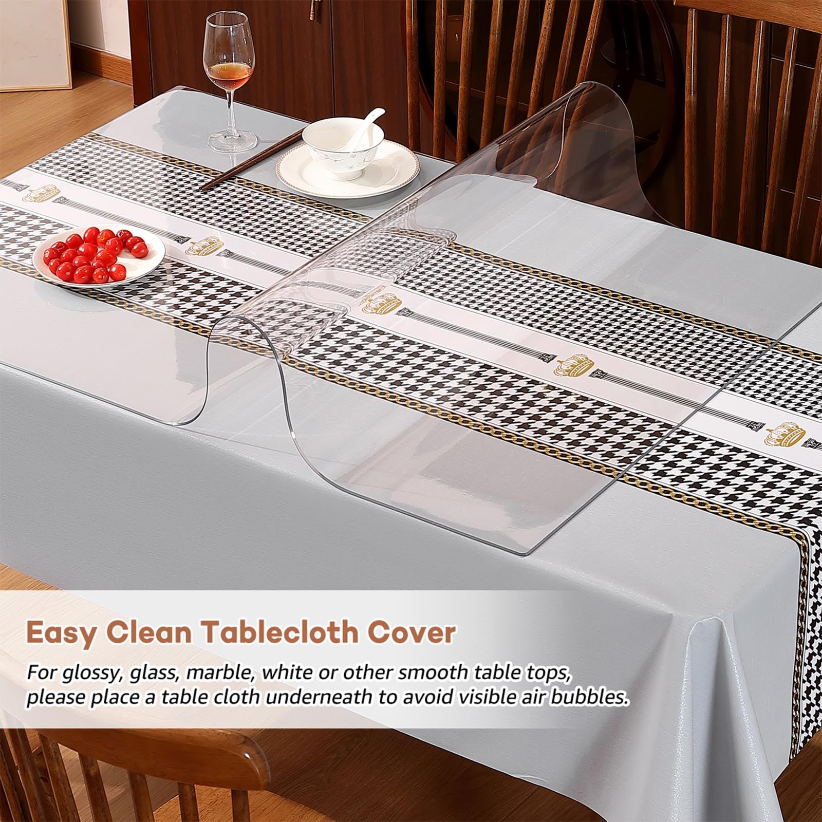 RostiKong 42 Inch Round Clear Plastic Dining Table Protector PVC Tablecloth Cover Vinyl Table Cloths Pad Waterproof Wipeable Furniture Desktop Tabletop Pad for Kitchen Room Coffee Desk Blotter Pad Mat