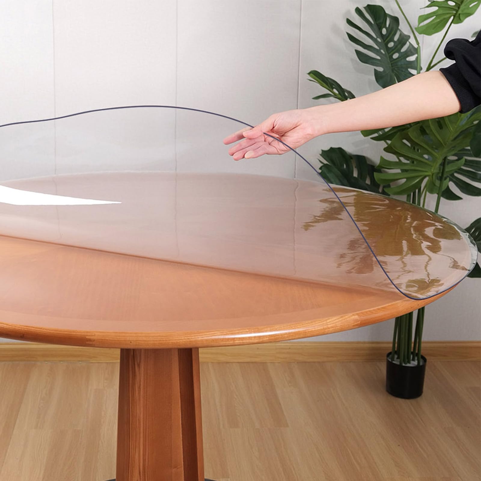 RostiKong 42 Inch Round Clear Plastic Dining Table Protector PVC Tablecloth Cover Vinyl Table Cloths Pad Waterproof Wipeable Furniture Desktop Tabletop Pad for Kitchen Room Coffee Desk Blotter Pad Mat