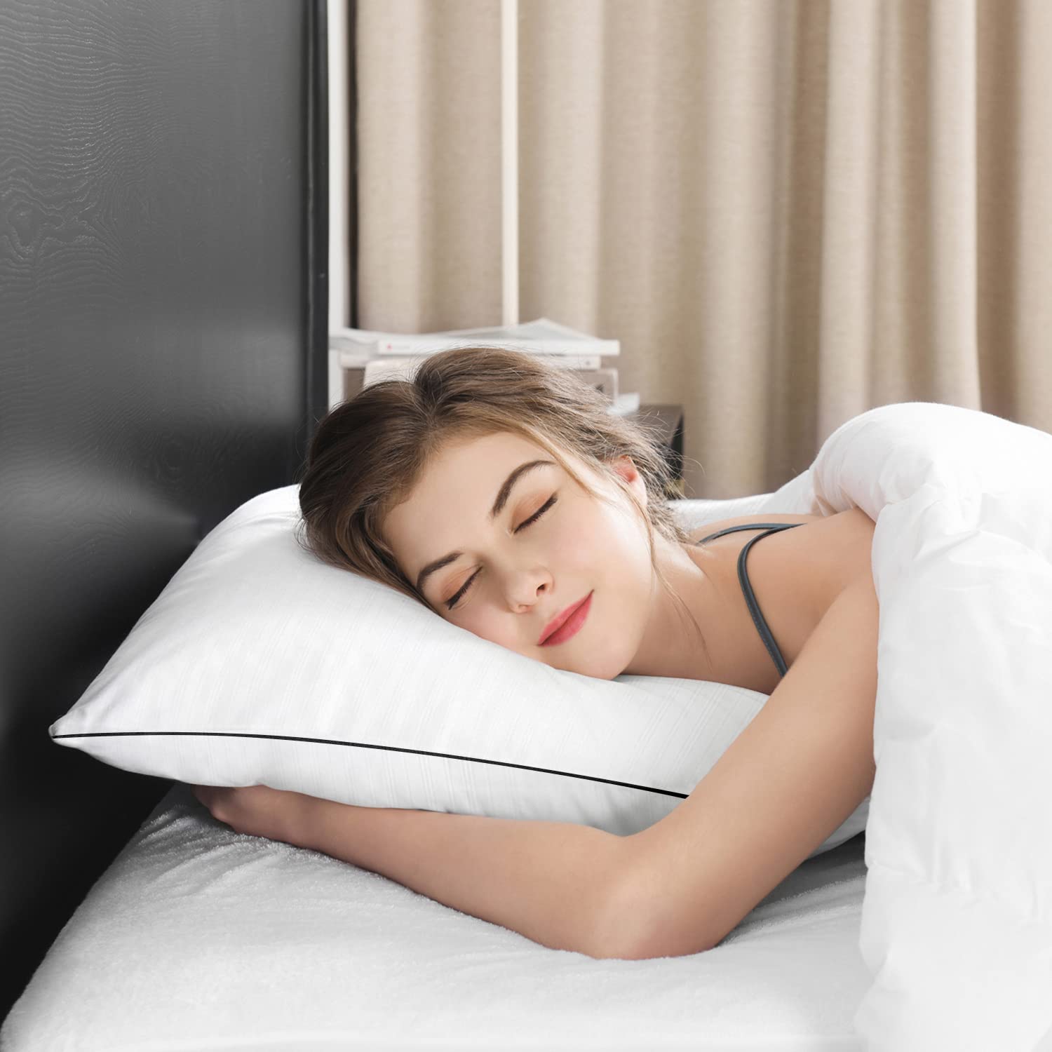 downluxe Goose Down Pillows - Hotel Collection Feather Pillows for Back, Stomach or Side Sleepers, Down Pillows King Size Set of 2 (20"x36")