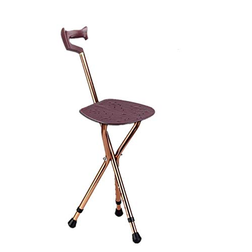 Walking Cane Chair, Three Legged Seat Folding Walking Stick Portable Height Adjustable Walking Cudgel Stick Stool Unisex for Elderly,Crutches